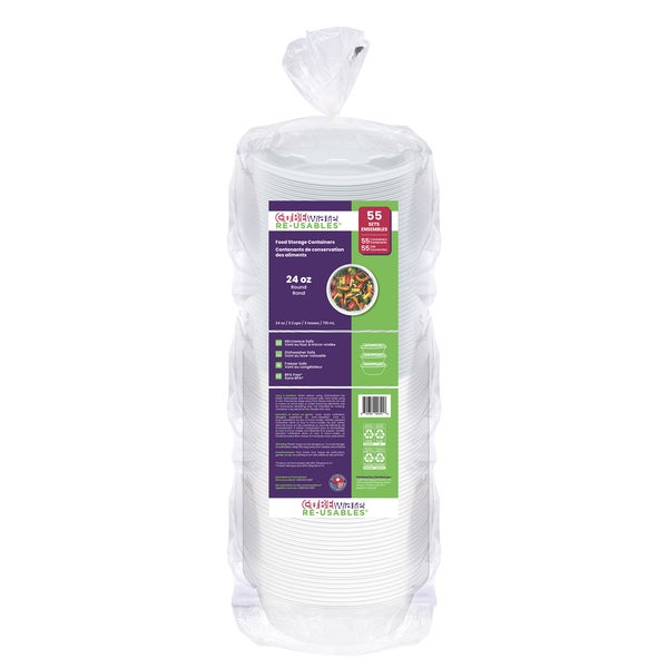 Cubeware Round Food Container 24 oz - Pack of 55 - Disposables, Restau ...