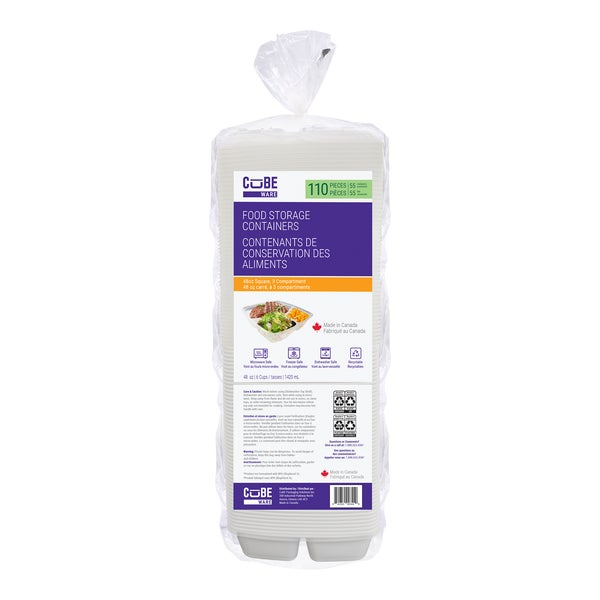 Cubeware 48oz 3-Compartment Container - Pack of 55 - Disposables, Rest ...