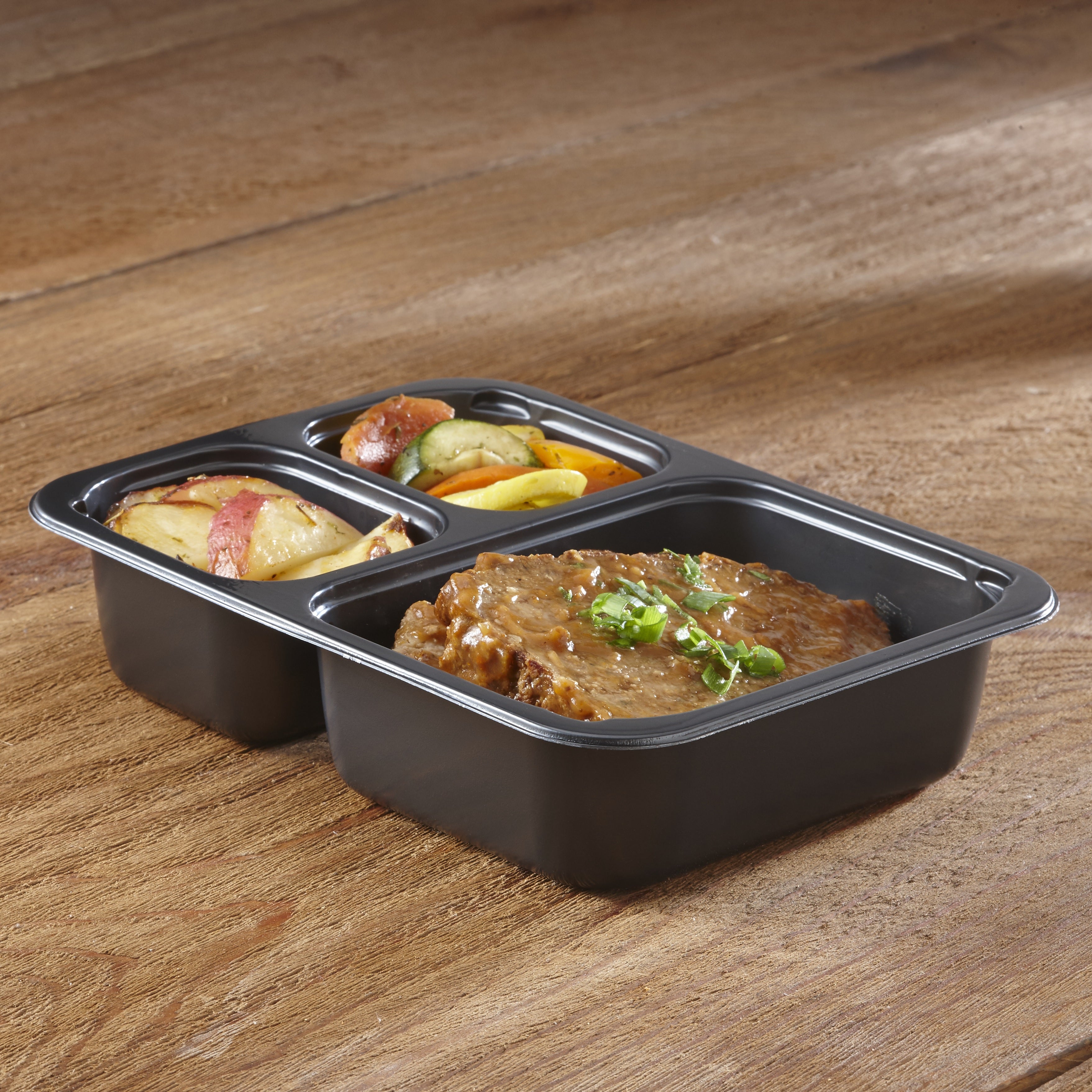 Container Plastic 3 Compartments Hot CPET - 1 x 390 count - Sabert - P ...