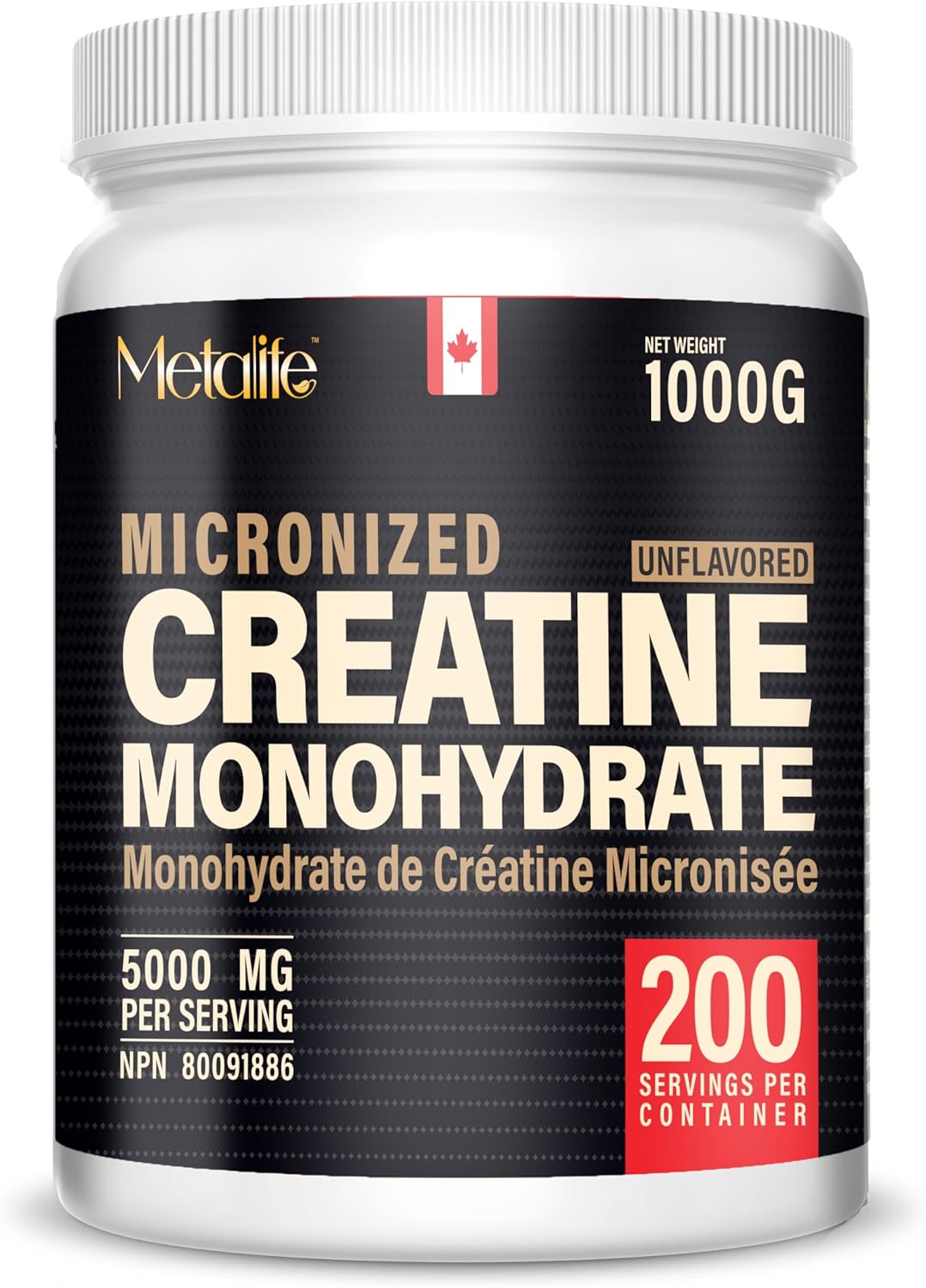 MetaLife – Creatine Monohydrate Powder – Unflavored – 1000 g, 200 Serv ...