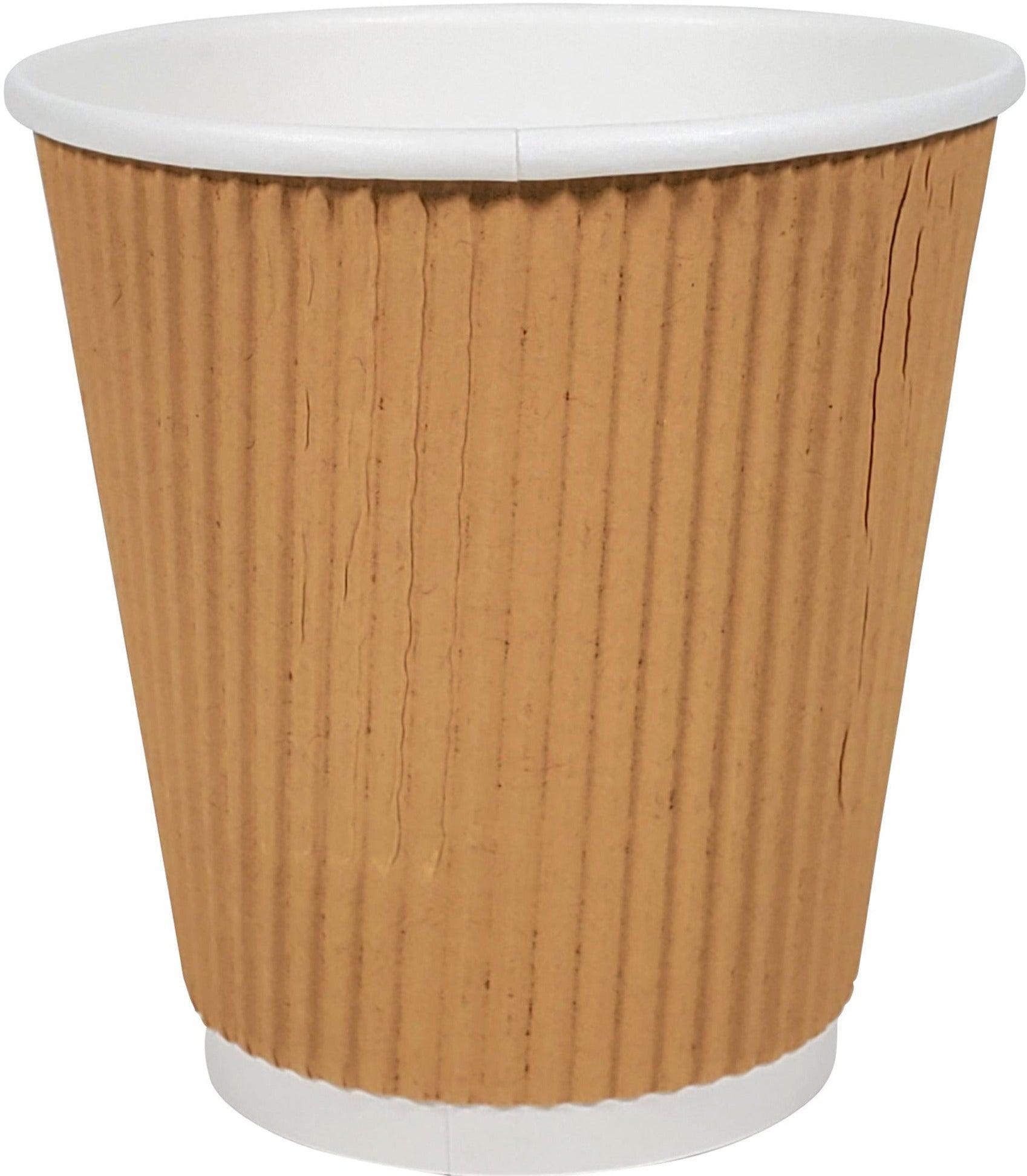 Morning Dew - 10 oz Squat Hot Paper Cup - Ripple - Kraft - 20 x 25 cou ...