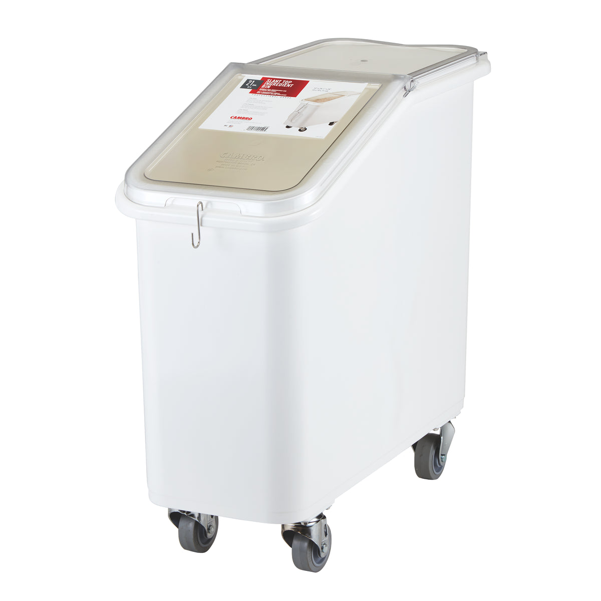 Cambro White Slant Top 21 Gal Ingredient Bin with Clear Cover - IBS201 ...