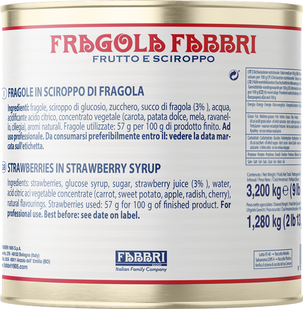 Fabbri Strawberry - FRAGOLA - 3 x 1.85 KG Tin - Fabbri Canada – Fun ...