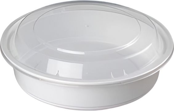 40oz Microwavable White Round Containers w/ Lids - 150 sets - Foodserv ...