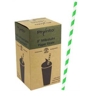 SOMI STRP8MG, Straw Paper 8" Milkshake Green Stripe Wrapped, 8x250, 7 ...