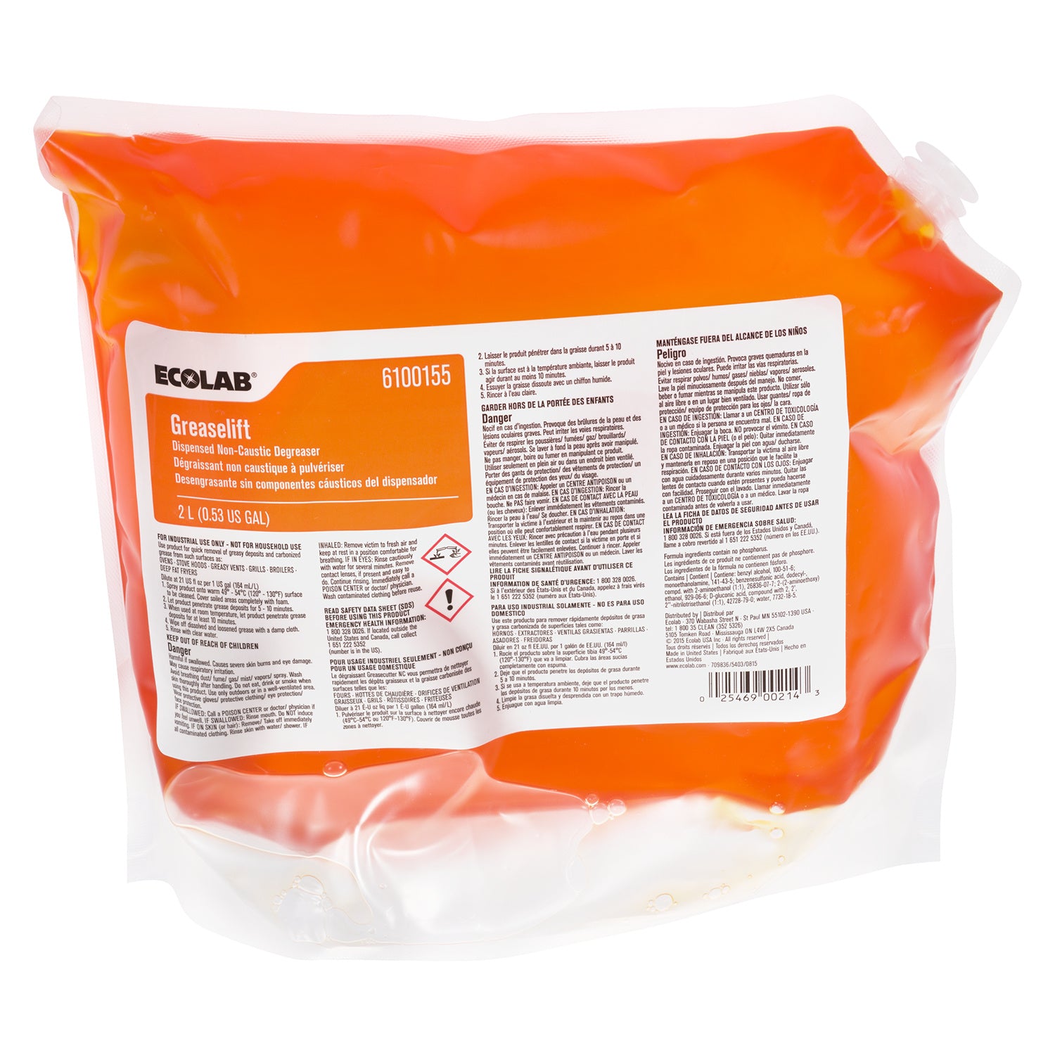 Cleaner Degreaser Greaselift Dispenser - 2 x 2 L - Ecolab - Packaging ...