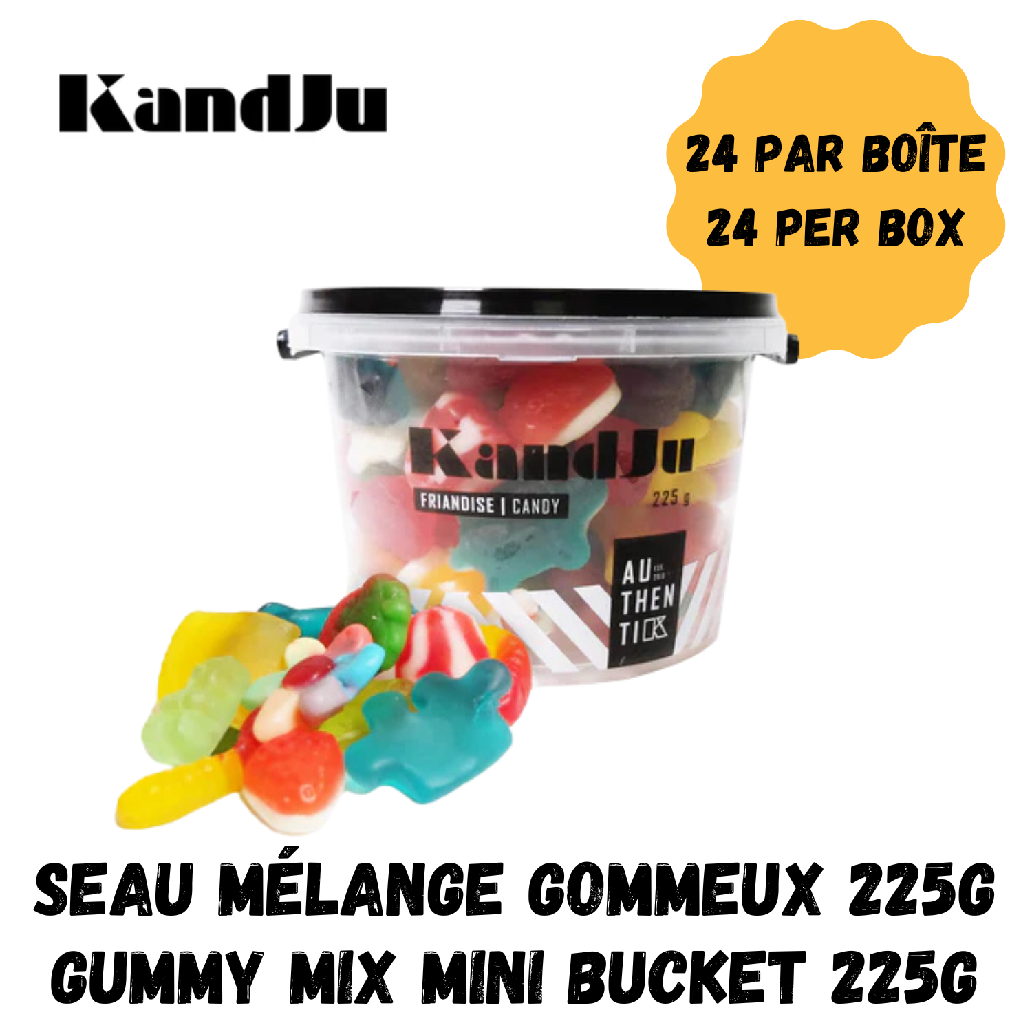 Gourmet Kand Ju Candy Buckets - Case of 24 x 225g Buckets - Premium Ca ...