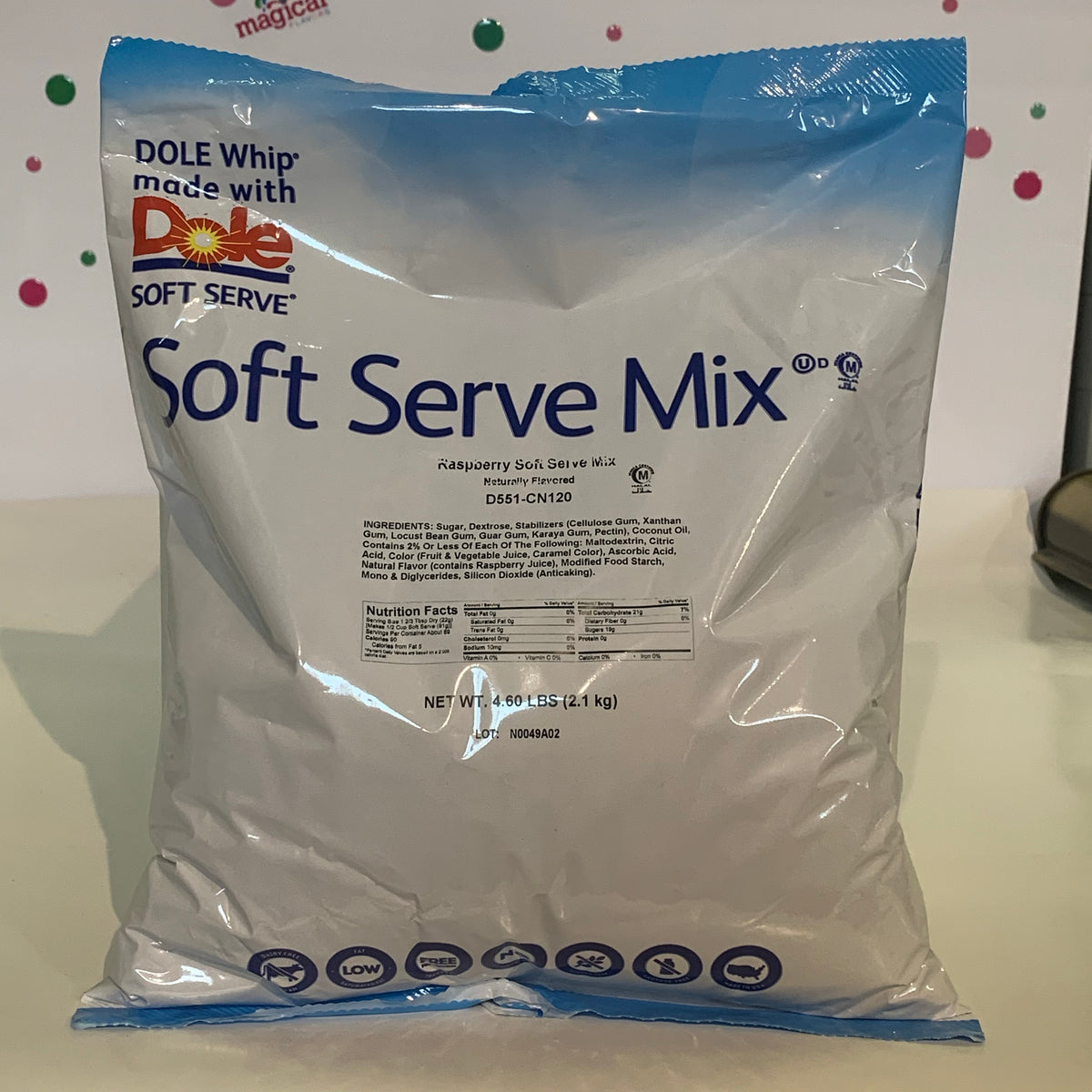 Dole Raspberry Soft Serve Mix - 4.4 Lbs. Bag - Case (4 X 4.4lb Bags ...